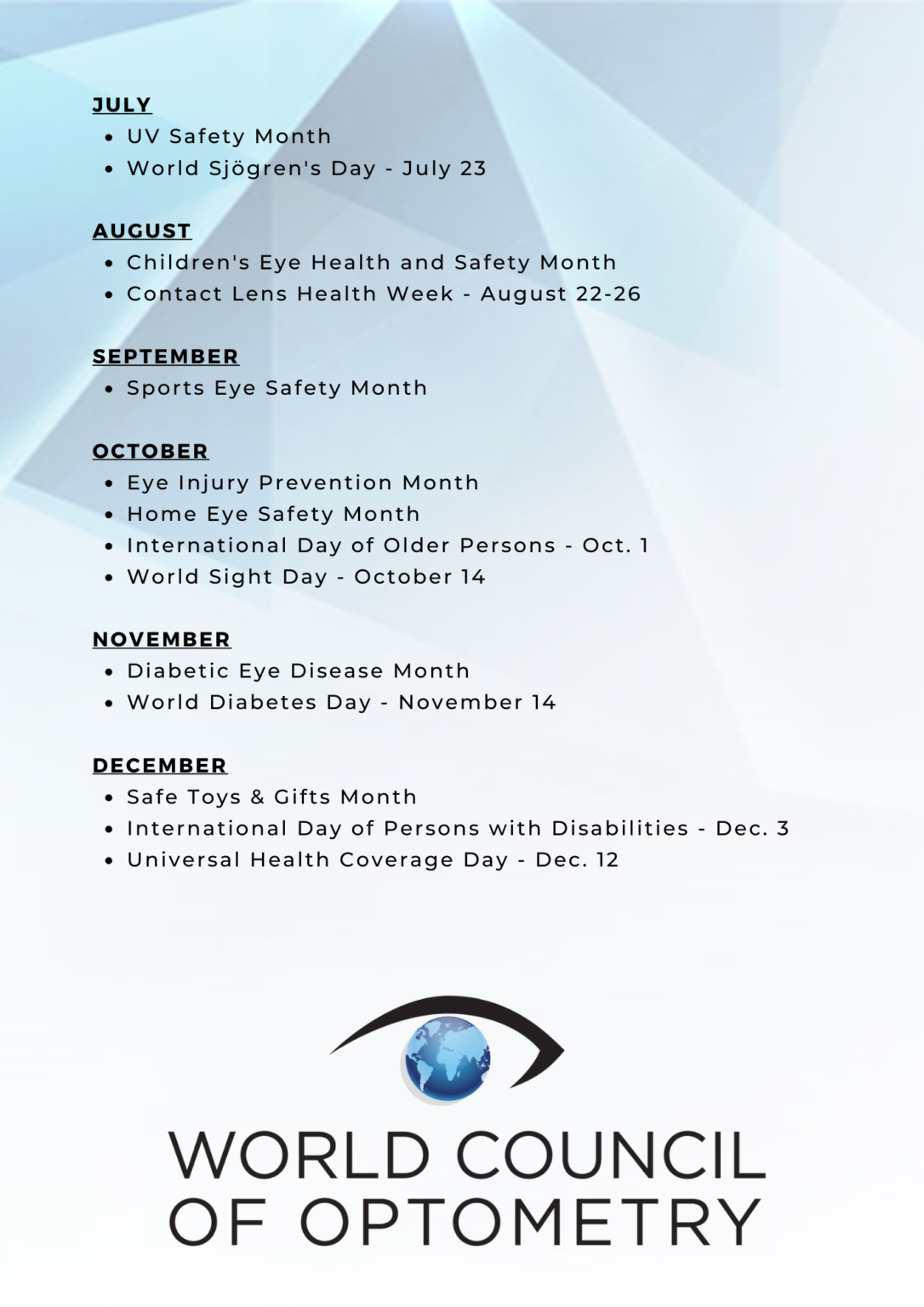 Eye Care Observances - World Council of Optometry